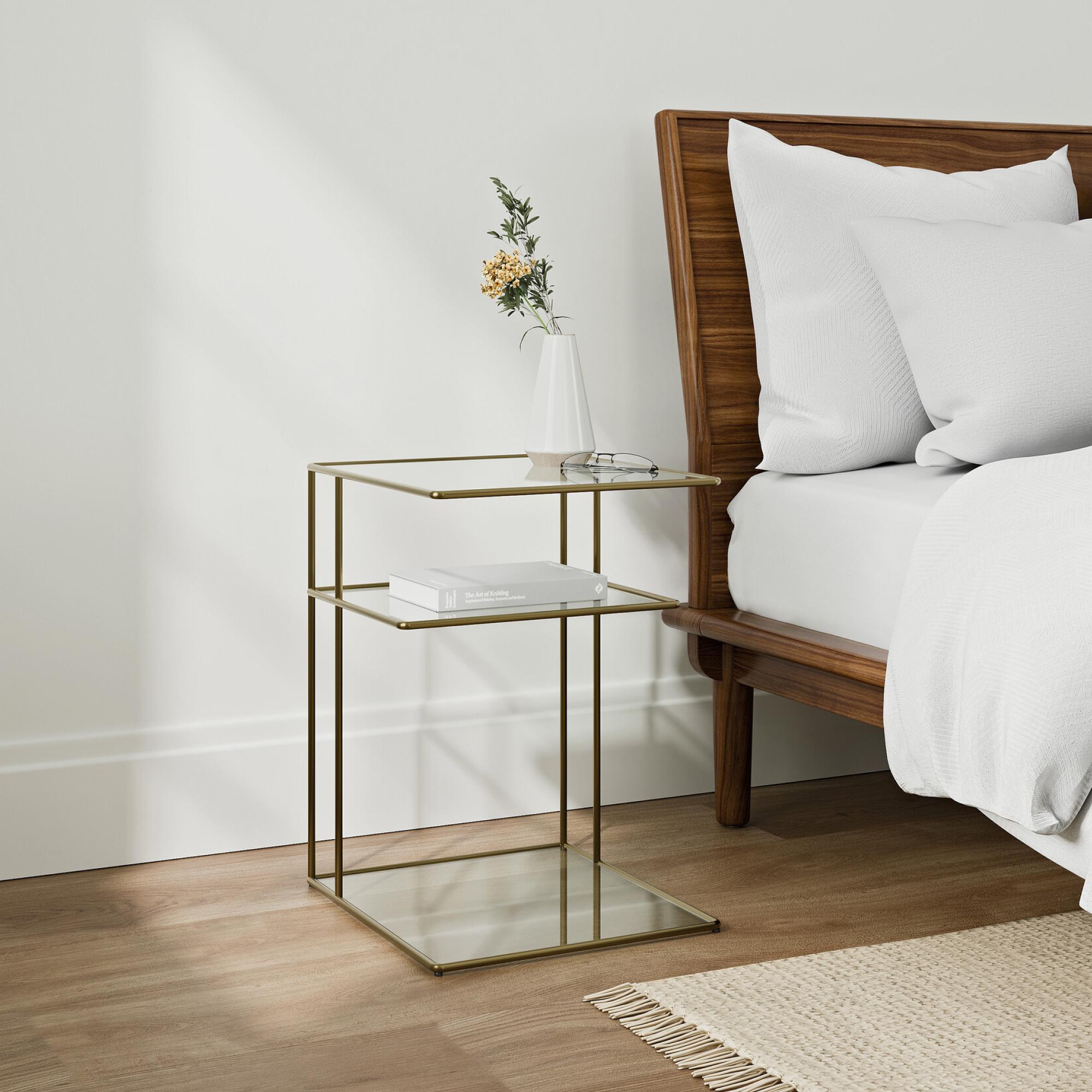 Brass bedside table store